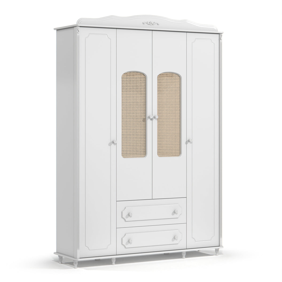 PROVENCE WARDROBE 4 DOORS 2 DRAWERS WITH RATTAN — Nictus Namibia