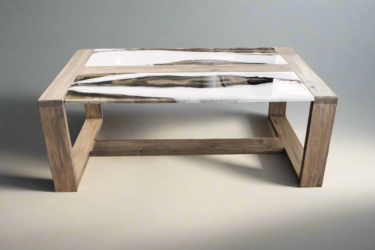 MODERN COFFEE TABLE W/TWO RESIN SIDE PANELS — Nictus Namibia